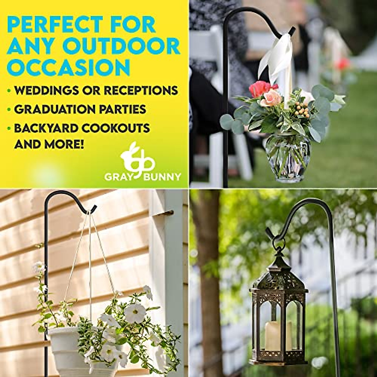 Shepherds Hooks for Outdoor, 10 Pack, 35 Inches Bird Feeder Pole, Hanging Plant Stand, Plant Hooks & Hangers, Shepherd Staff, Bird Feeder Stand, Plant Hanger & Bird Feeders Shepherds Hook for Garden