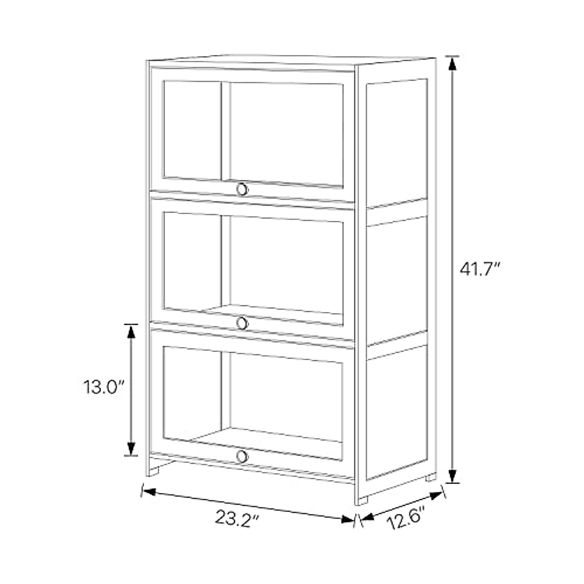 MoNiBloom 3 Tier Book Cabinet with Acrylic Doors, Bamboo Display Shelf Organizer Stand for Children's Student, Hallway, Home, Office, Brown