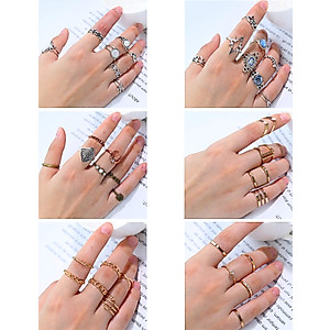JOERICA 95PCS Knuckle Rings for Women Stackable Rings Boho Vintage Midi Joint Nail Finger Rings Set