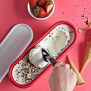 Ice Cream containers for homemade ice cream, Reusable Storage Freezer ice cream Container With Lids,2 Pack, BPA FREE, Dishwasher Safe Tub. Double Insulated, 1.5 Quart, Red and Burgundy , Non Slip Base, Stackable on Freezer Shelves.