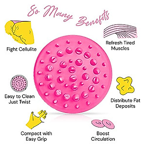 Scala Silicone Anti Cellulite Massager, Body Shower Scrubber, Cellulite Remover - Improve Circulation, Distribute Fat Deposits, Body Massager, Exfoliator, Fat Roller Use with Creams and Oils - Pink