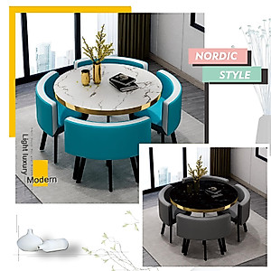 Office Reception Room Club Table and Chair Set Reception Table and Chair Combination Negotiation Table Office Shops Meetings Small Round Tables Office Conference Desk PU Faux Leather Chairs ( Color :