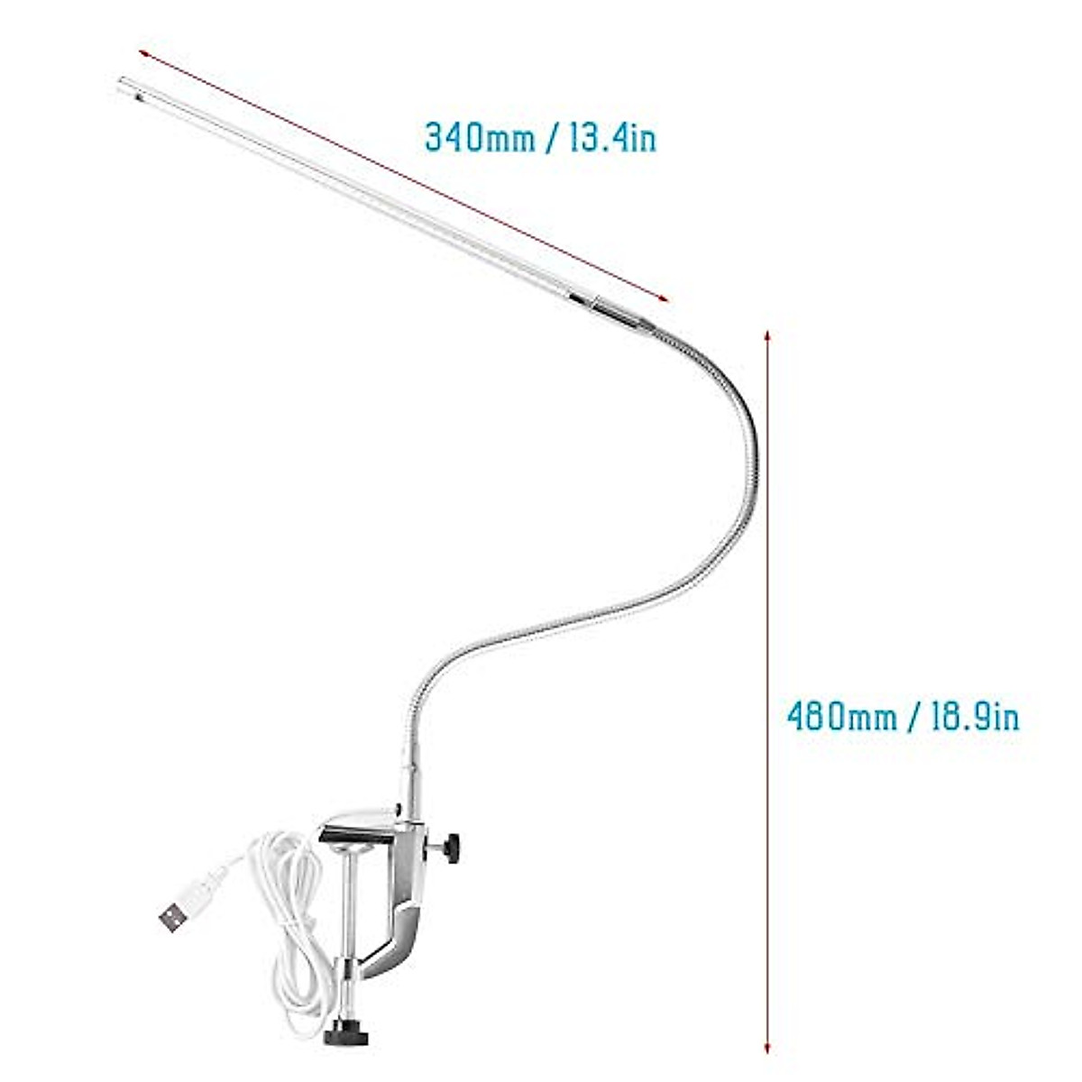 Huairdum Desk Clip Led Light, Adjustable Multi-Angle Clip-on Nail Beauty Tattoo Rotating Long Arm High Color LED Light with USB Head for Manicure Reading Tattoo Light
