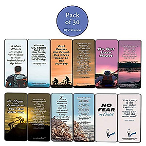 Popular Bible Verses for Men Bookmarks KJV (30-Pack) - Christian Gifts for Men Church Supplies Encouragement