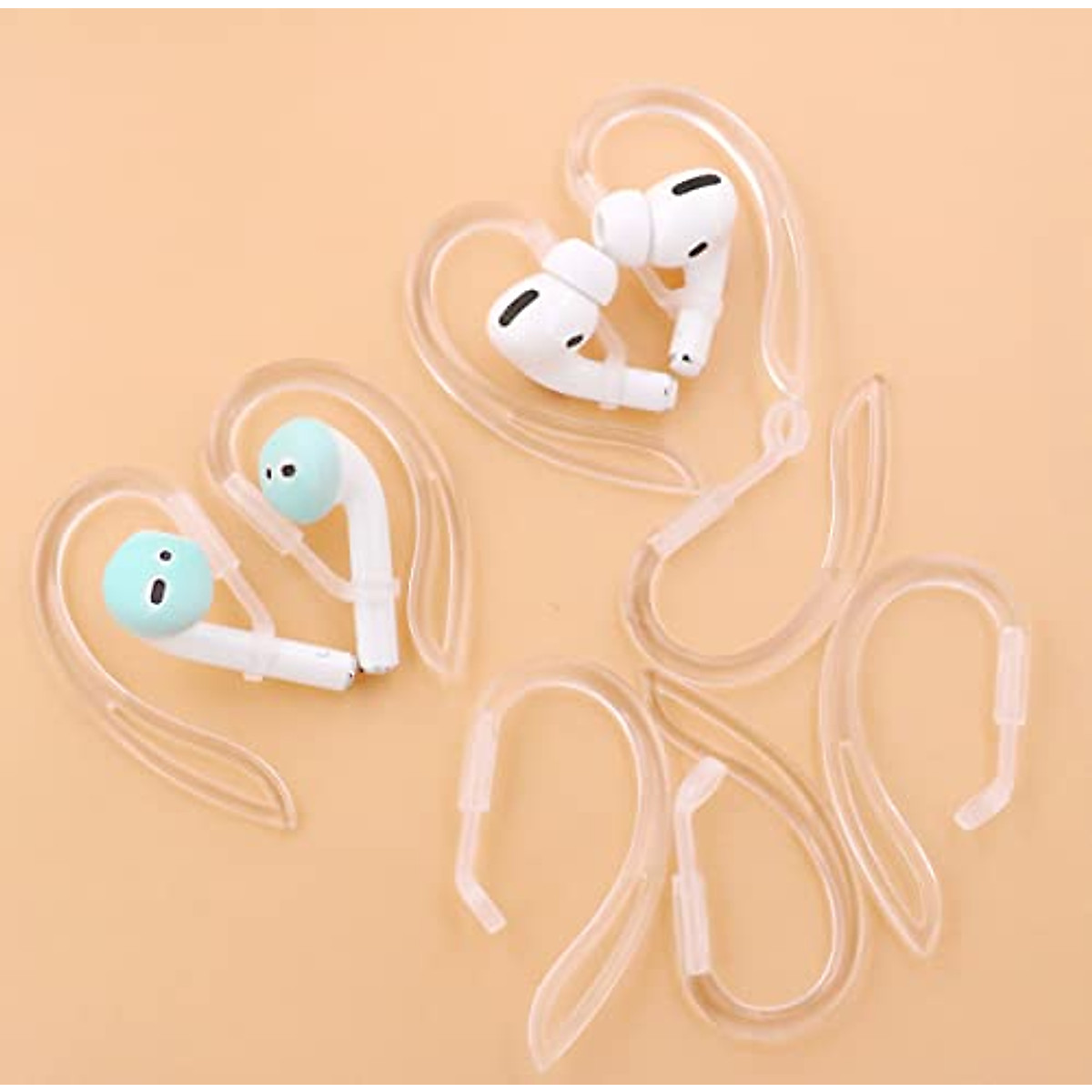 3 Pairs Ear Hooks Compatible with AirPods Pro 2nd 1st and 3 2 1, 360 Angle Rotation Adjustable Length Anti-Slip Sport Earhooks Wing Tips Holder Compatible with AirPods 3 2 1 and Pro 2 1 - Translucent