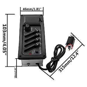 1Set Yootones Guitar Pickup 4 Band EQ-7545R Preamp Amplifier Equalizer Tuner Compatible with Acoustic Guitars