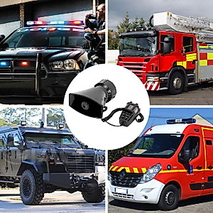 PARTOL Car PA System Truck Siren Horn 7 Tone Sound with Mic PA Speaker Vehicle Siren Megaphone Speaker 100W 12V Emergency Sound Amplifier with Microphone Police Fire Ambulance Hooter Traffic Sound