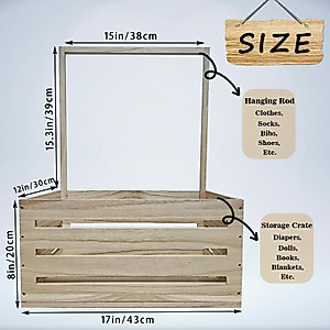 Wooden Baby Shower Crate Closet,Baby Basket with Handle,Large Baby Storage Crate Hamper,Baby Shower Gifts,Wooden Gift Crate,Welcome Gifts Basket for New Born Girls Boys,Pregnancy Gifts for New Parents