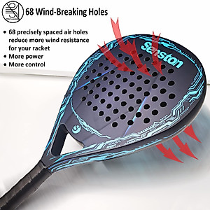 Senston Paddle Tennis Racket Carbon-Fiber Surface with EVA Memory Flex-Foam Core - Padel Racket with Carry Bag and Balls for Pop Tennis Beach Tennis.