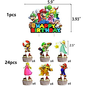 123Pcs Super Bros Themed Party Decorations, Birthday Party Supplies Decorations Set-Plates Napkins Tablecloth Banners Fork etc for 20 Guests Kids Birthday (Set A)