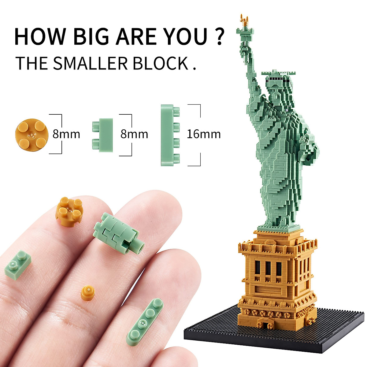 YYkxjk Statue of Liberty Architecture Micro Mini Block Building Set,(2810 Pieces) Creative Building Kit for Kids Age for 14+ and Adults