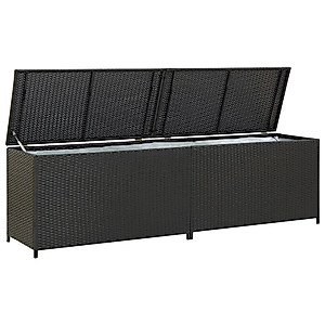 vidaXL Patio Storage Box - Poly Rattan - Black - Spacious Outdoor Storage Solution for Patio Accessories & Gardening Supplies - Weather Resistant - Easy Access Design - Dimensions: 78.7"x19.6"x23.6"