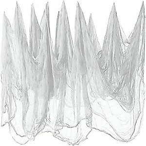 79 x 472 Inch Halloween Creepy Cloth Spooky Cheesecloth Gauze Hanging Cloth for Scary Party Supplies Haunted House Doorway Stairway Window Table Wall Home Yard Outdoor Decorations (White)