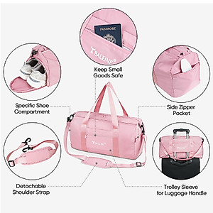 BALEINE Gym Bag for Women and Men, Small Duffel Bag for Sports, Gyms and Weekend Getaway, Waterproof Dufflebag with Shoe and Wet Clothes Compartments, Lightweight Carryon Gymbag (Pink)