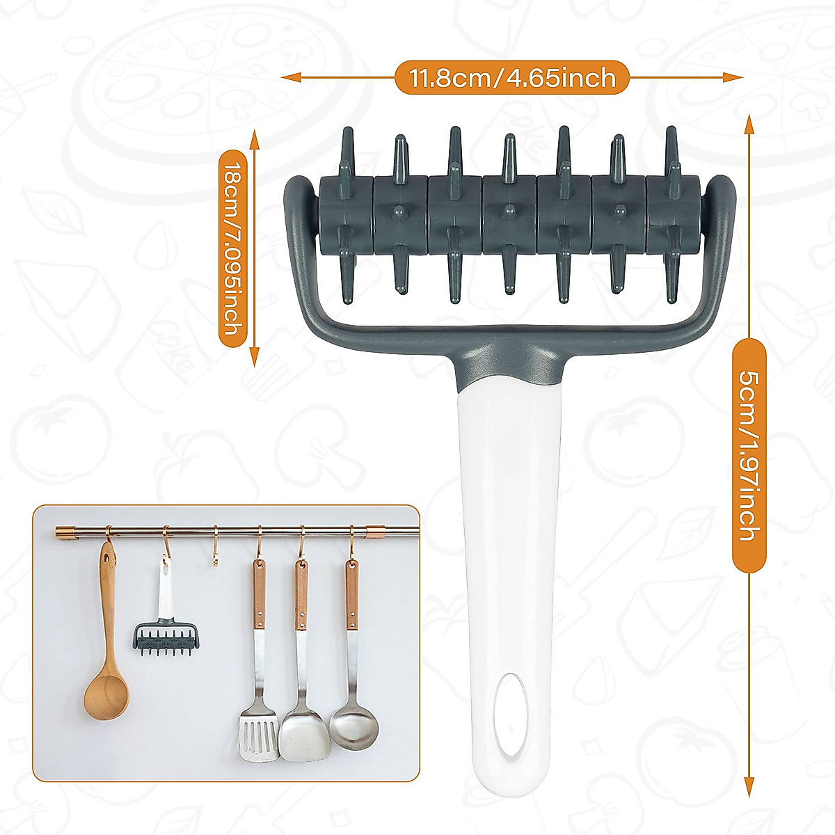 MIPAHI 2 Pieces Pizza Dough Roller, 4.65x7.09x1.97inch Dough Bubbling Killer, Time-saving Pizza Dough, Roller Tool For Pizza, Puff Pastry, Bread