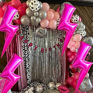 5Pcs Lightning Bolt Balloons Giant Hot Pink Flash Lightning Shape Foil Balloons for Valentine's Day Birthday Baby Shower Wedding Graduation Princess Themed Party Decorations Supplies