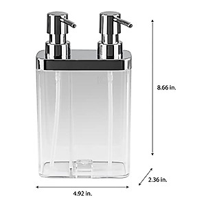 Kitchen Details Dual Pump Soap & Lotion Dispenser | Bathroom and Kitchen Sink | Countertop | Compact Design | Clear