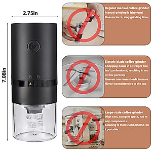 Portable Burr Coffee Grinder Small - Coffee Bean Grinder Electric with Multi Grind Settings for French Press, Cold Brew, Moka Pot, Pour-Over, Espresso Machine