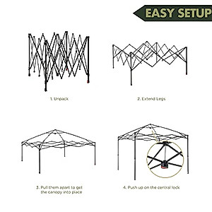ARROWHEAD OUTDOOR 13’x13’ Pop-Up Canopy & Instant Shelter, 150D Fabric Construction, Adjustable Height, Wheeled Carry Bag, Guide Ropes & Stakes Included, Brown & Tan v2 (New) (KGS0389U)