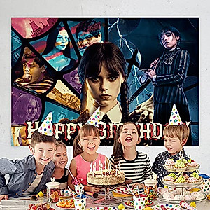 5 x 3 FT Wednesday New Addams TV Show Backdrop, Wednesday Party Decorations Background for Kids Birthday Party