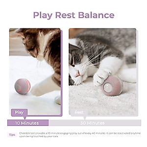 Cheerble Hoochii Smart Interactive Cat Toy, 3 Interactive Modes Automatic Moving Bouncing Rolling Ball for Indoor Cat Kitten Birthday Gift, Self Rotating Ball with Lights and Bell, USB Rechargeable