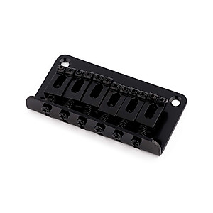 Metallor Top Load Guitar Bridge Tailpiece Fixed Hardtail Saddle Bridge Compatible with 6 String Fender Strat Tele Style Electric Guitar Parts Black.