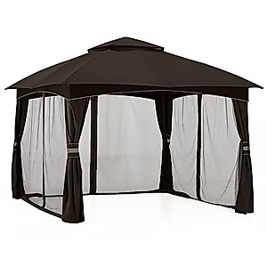 MASTERCANOPY Outdoor Patio Gazebo for Garden with Upgrade Steel Frame and Netting Walls (10x10,Brown)