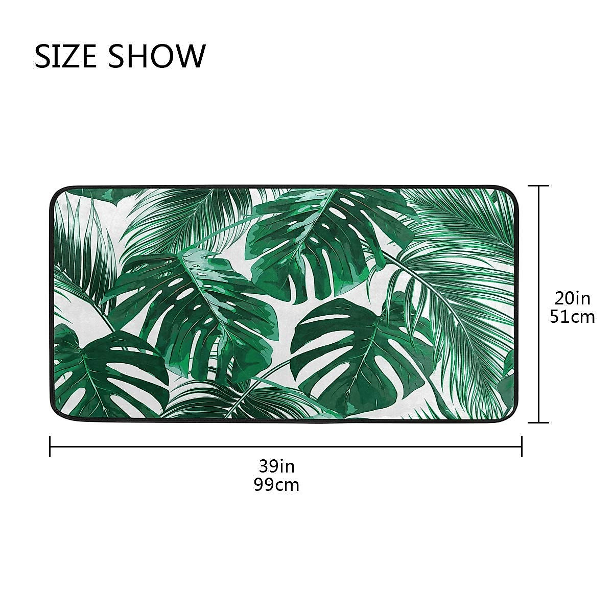Palm Tree Kitchen Runner Rug Non Slip Area Mat Bath Rugs for Bathroom Indoor Carpet Doormat Floor Dirt Trapper Mats Shoes Scraper 39"x 20"