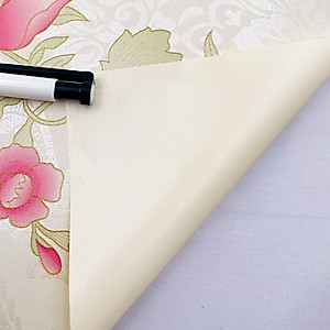 SimpleLife4U Pink Peony Furniture Protect Paper Removable Vinyl Damask Shelf Drawer Liner 17.7 Inches by 9.8 Feet