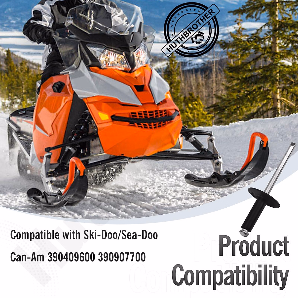 Huthbrother (70-Pack) 3/16 Steel Pop Rivet 293150104, Compatible with Ski-Doo/Sea-Doo/Can-Am 390409600 390907700