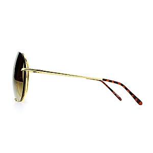 JuicyOrange Oversized Round Aviator Sunglasses Metal Rims Gold, Gold Mirror Lens