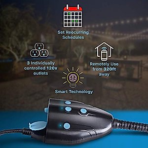 AlphaWorks Smart Plug Outlet Compatible with Alexa Amazon Echo and Google Assistant WiFi Wireless Remote/Voice Control Timer No Hub Required 3 AC Outlets 110V 15A 1875W Rated