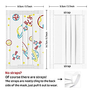 Vivtone Disposable Kids Face Mask, Wide Strap, 3-Ply, 50PCS, Space Ship