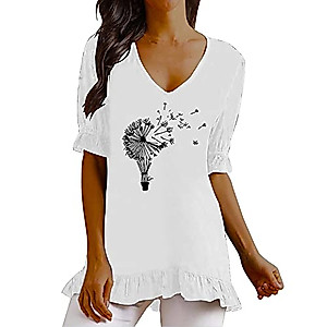 Women's Short Sleeve Color Block Tops Crewneck Sweatshirts Pullover Tunic Shirts Blouses Flannel Shirts for Women Plus Size with Pockets Beige