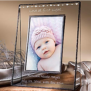 Baby Picture Frame Personalized Gift for New Mom and Dad 4x6 Photo Engraved Glass Keepsake Nursery Décor Pic 319 EP558 (4x6 vertical)