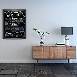 90th Birthday Decorations for Men Women 90th Birthday Gift for Him Back in 1933 Poster Decor Black and Gold 11 x 14 inch 90 Years Ago Decor(Back in 1933)