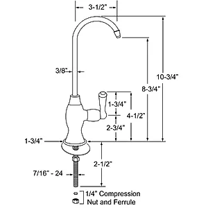 Westbrass D2033-NL-12 10" Classic 1-Lever Handle Cold Water Dispenser Faucet, 1-Pack, Oil Rubbed Bronze
