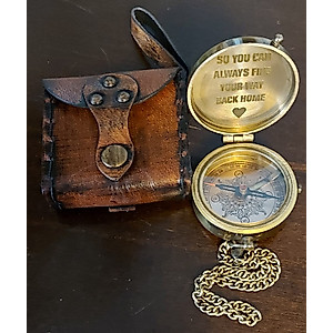 Pocket Compass for Hiking, Survival Instrument Antique “So You Can Always Find Your Way Back Home” Engraved Camping Pocket Compass Nautical Compass Vintage Navigation Outdoor Compass by MAI
