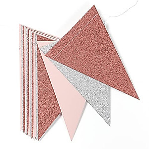 Rose-Gold Pink Silver Party Decorations - 52Ft Paper Streamer 17Ft Paper Banner Women Girls Happy Birthday Decoration Baby Bridal Shower Garland Bachelorette Engagement Brunch Mothers Day Decor