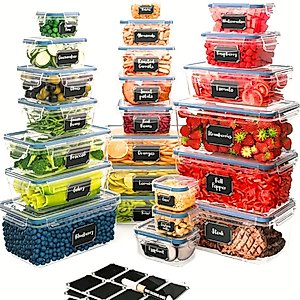 Chefs Path 48 Piece BPA-Free Plastic Food Storage Container Set with 24 Containers and 24 Lids for Kitchen Pantry Organization and Meal Prep