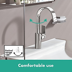hansgrohe Vivenis Modern 1-Handle 1-Hole 12-inch Tall Bathroom Sink Faucet in Chrome, 75030001