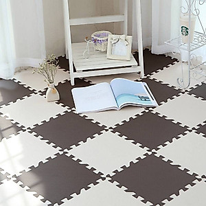 18 Pieces Foam Play Mat, Interlocking Playmat Tiles, Foam Floor Mat Tiles for Kids, Puzzle Play Mat, Exercise Gym Mats – Color of Gray & White with Border