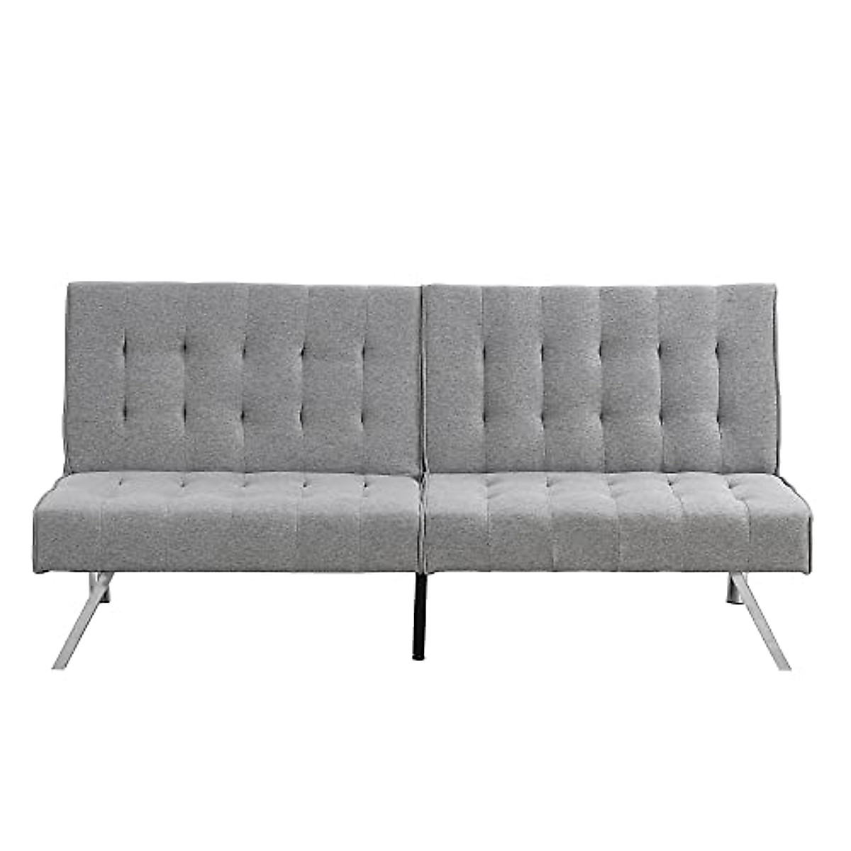 OPTOUGH Grey Faux Linen Futon Sofa Bed Convertible Folding Sleeper Loveseat with Stainless Legs, Reclining Couch Small for Living Room