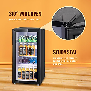 WANAI Beverage Refrigerator Mini Fridge Cooler Clear Glass Door 3.5 Cu.Ft Soda Beer Wine Fridges for Office Dorm Home Bar with Adjustable Removable Shelves White Inner