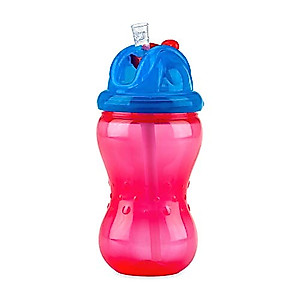 Nuby 3 Pack Boy Mega Flip It Cup with Soft Flex Straw, 12 Oz