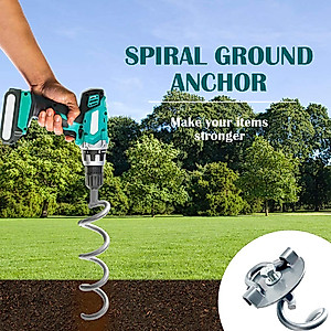 10.6 Inch Pack of 4 Folding Ring Spiral Ground Anchors - Silver Metal Spiral Stake Outdoor Heavy Duty Camping Stakes Spiraling Anchor Ground Anchors for Tent, Trampolines, Garden Fence, Sheds, Swings