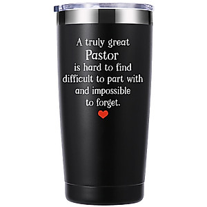 momocici Pastor Gifts.A Truly Great Pastor is Hard to Find 20 OZ Tumbler.Funny Birthday Christmas Appreciation Gifts Thank You Gifts for Pastor Men Women.(Black)
