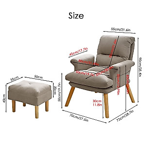 YCKEGEW Upholstered Recliner Chair Accent Chair with Ottoman,Occasional Chair Comfy Single Sofa for Reading Lounge Balcony, Lazy Armchair (Color : Milky White)