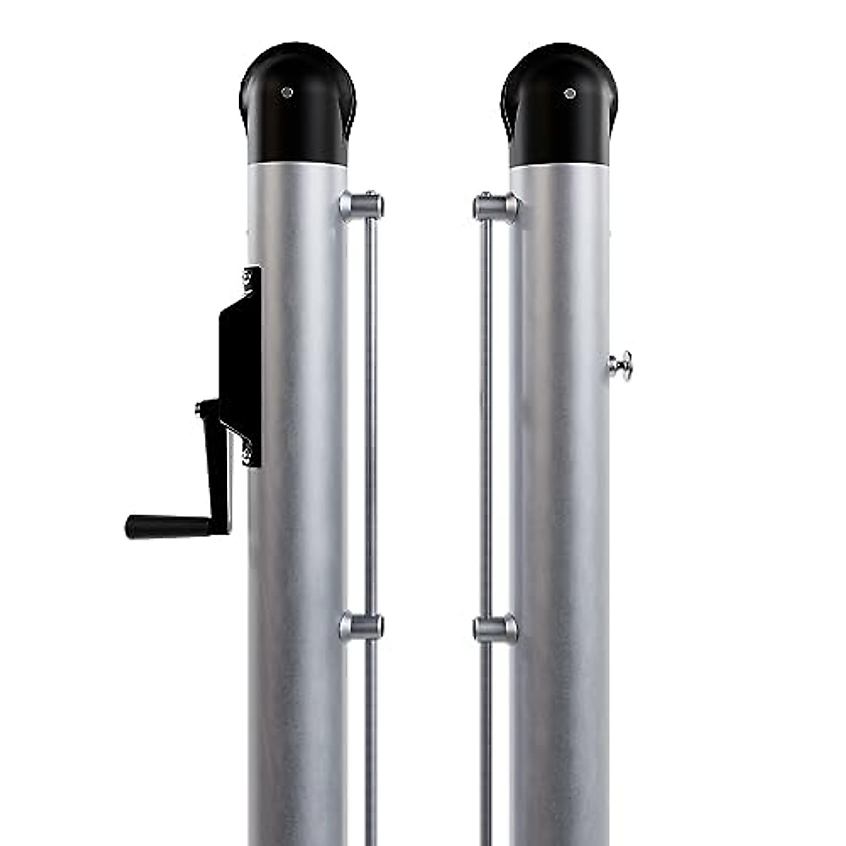 Dominator In Ground Pickleball System - Includes Two Heavy Duty Round Pickleball Posts with Net and Sleeves - Aluminum, Rust Free, and Follows USAPA Standards
