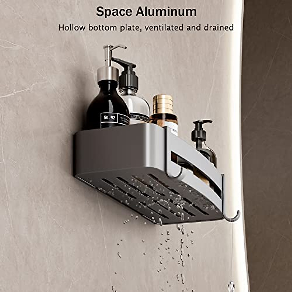 KISUFU Shower Caddy,Shower Shelf,Adhesive Shower Organizer No Drilling,Bathroom Storage Organizer,Large Capacity Shower Shelves,Bathroom and Kitchen Storage-2pck（gray）